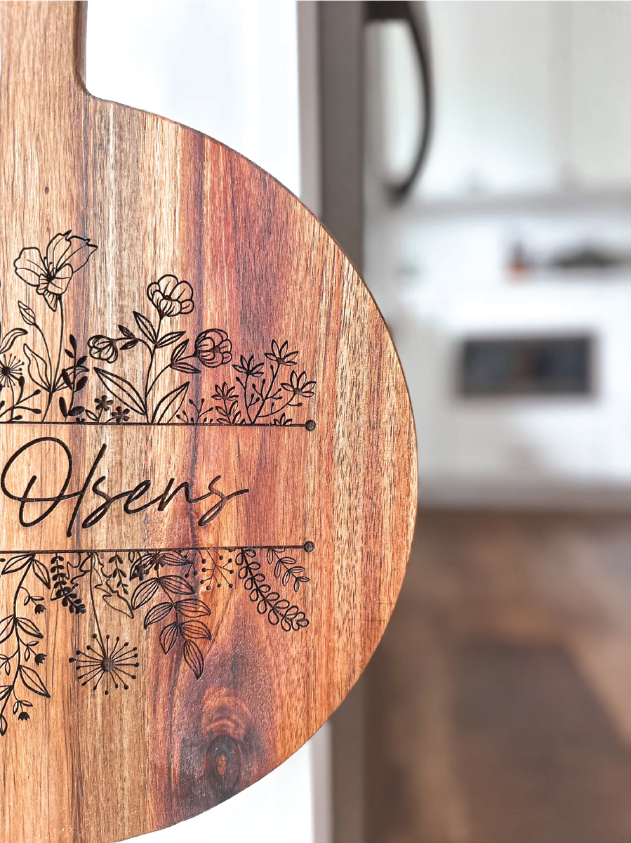 Personalized and Engraved Floral Cutting Board – Selah Creative Company